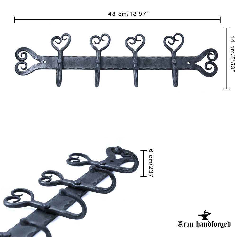 Hand Forged Coat Rack Heart Shape Hand Forged Hook Clothing - Etsy