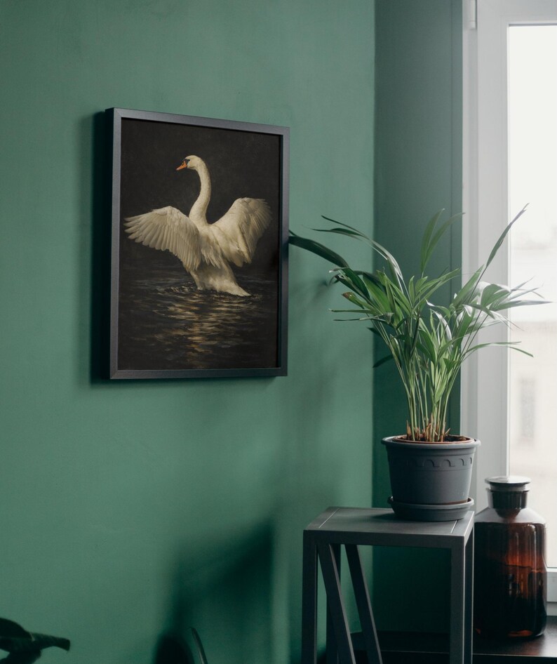 Swan Oil Painting Print | Inspired by Chiaroscuro Fine Art (instant ...