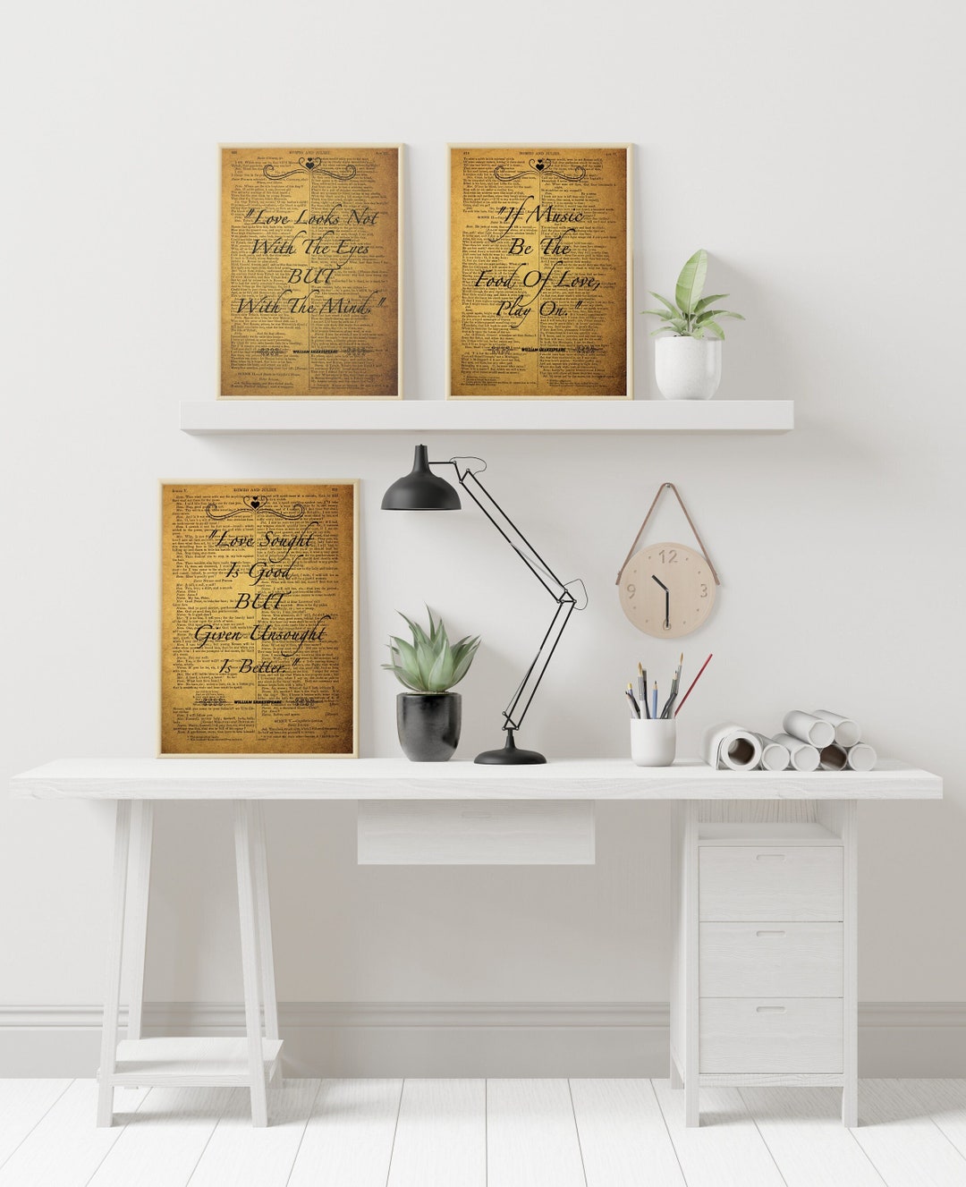Shakespeare Love Quote Prints: Romeo and Juliet Vintage Page Art ...