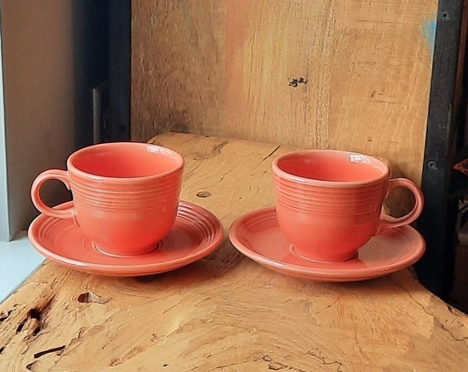 Fiesta Ware Cups & Saucers, Fiestaware, Set of 2 VG100 - Etsy