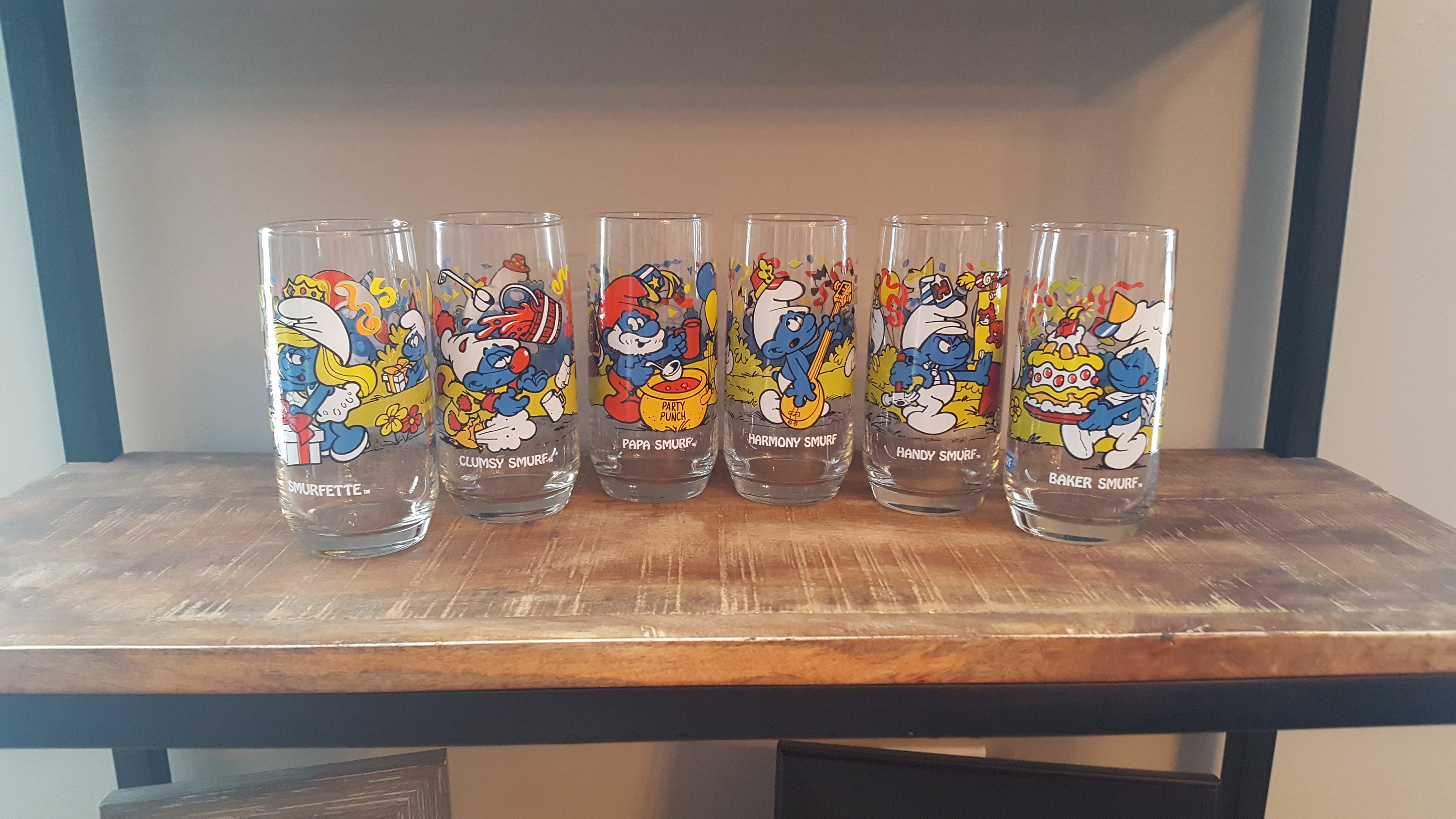 Art & Collectibles Clumsy Smurf Drinking Glass 1982 Peyo Lic by Wallace ...