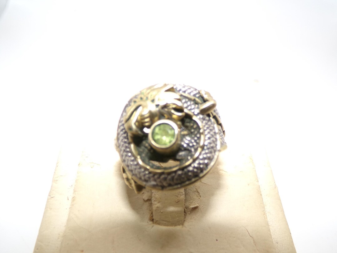 Sterling Bronze Peridot Dragon Ring - Etsy