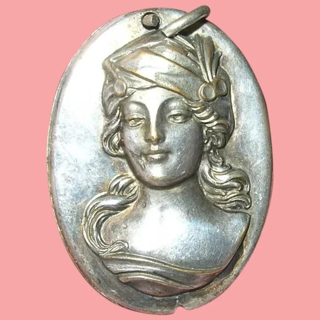 Antique Repousse Pendant Charm Lady Bust - Etsy