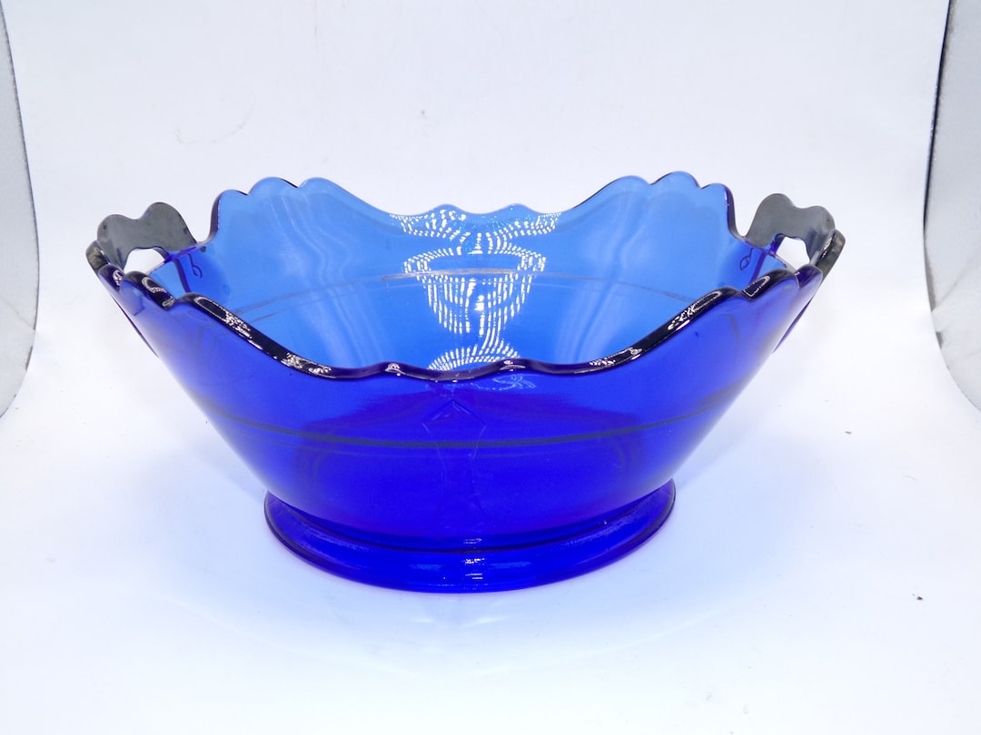 Vintage L.E. Smith Cobalt Blue Depression Glass Bowl Mt Pleasant - 2 ...