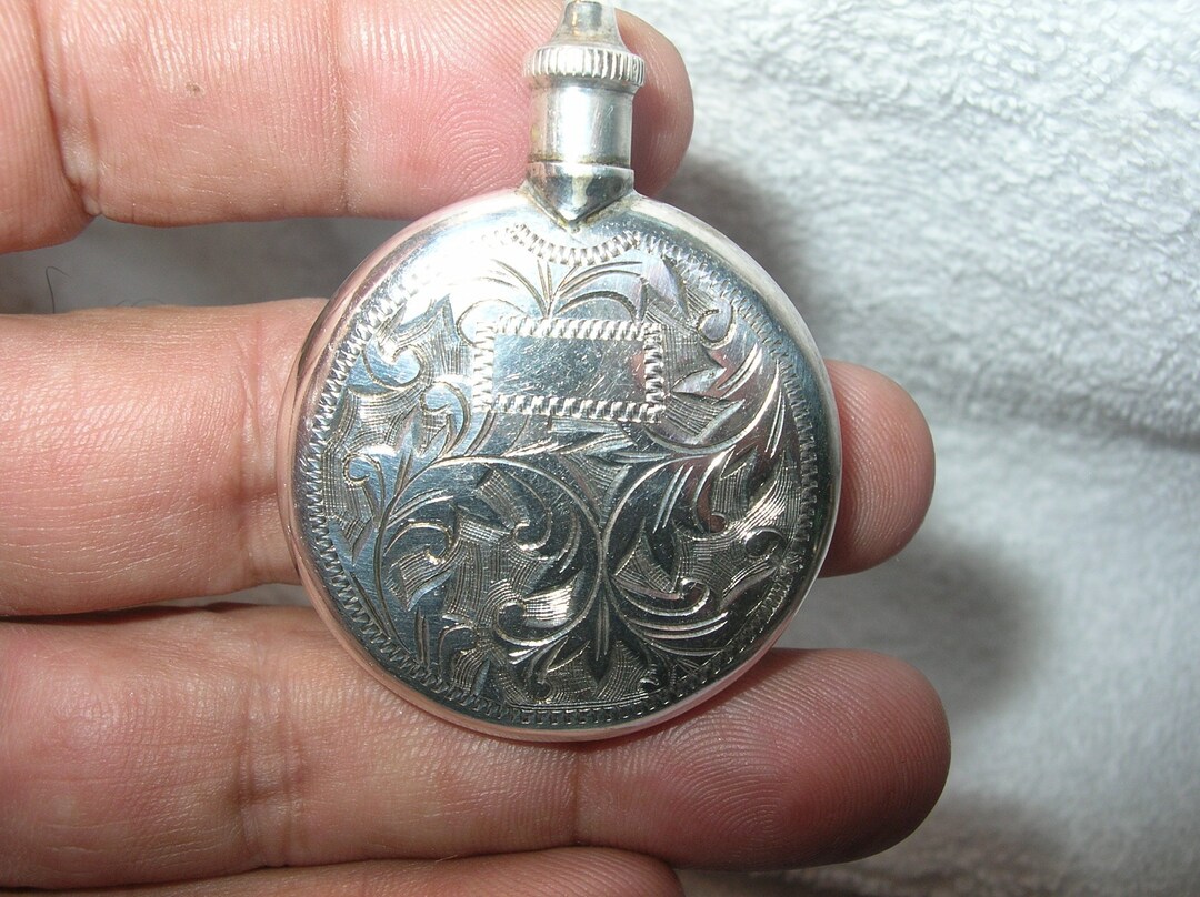 Vintage Sterling Silver Perfume Bottle Hand Chased Design - Etsy