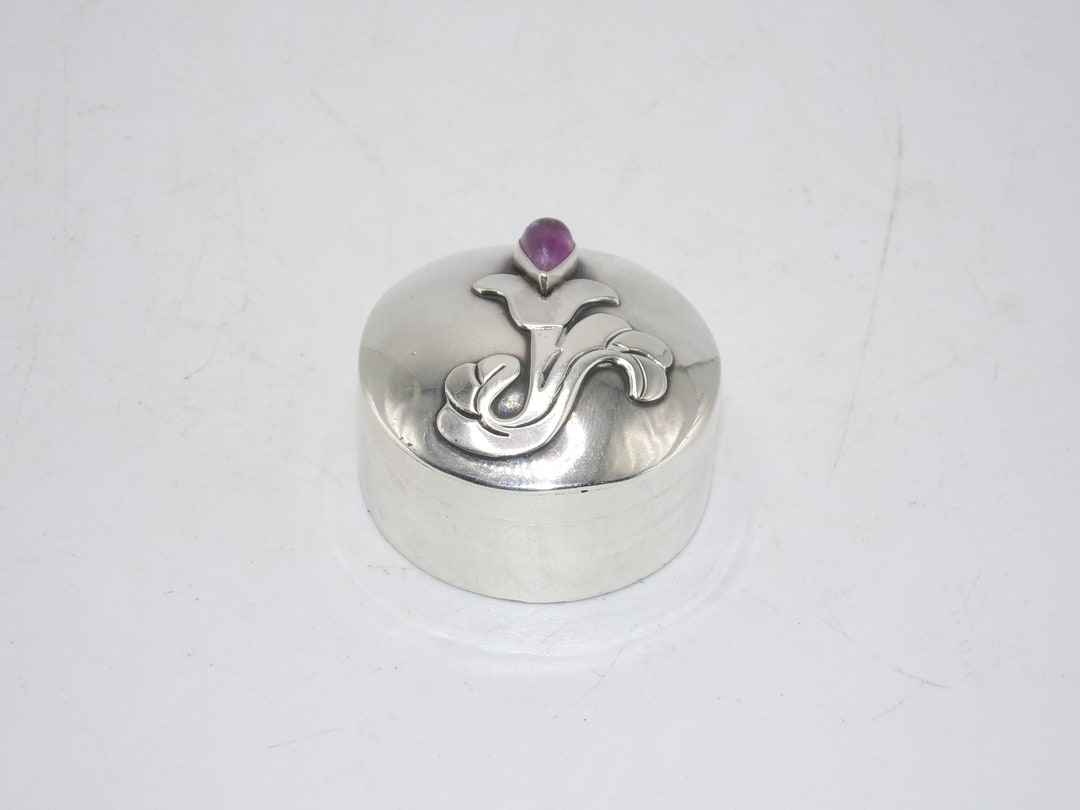 Vintage Sterling Amethyst Taxco Pill Box - Etsy
