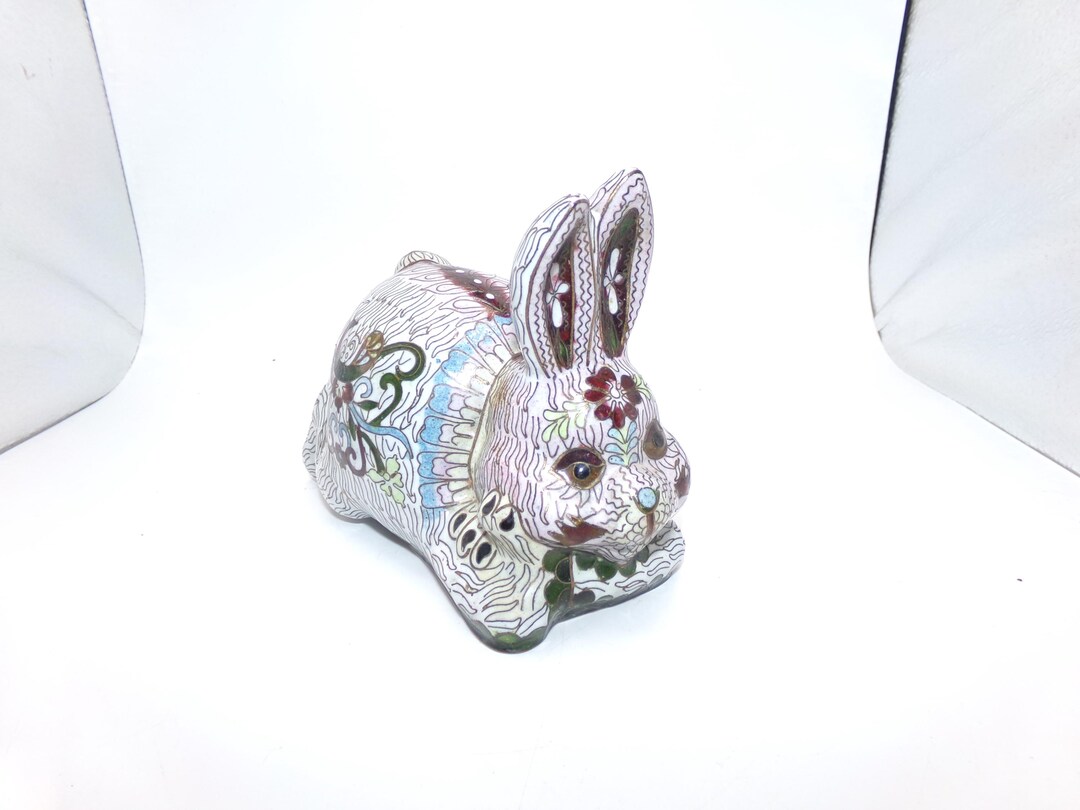 Vintage Cloisonne Bunny Rabbit Enamel Handcrafted Animal Figurine ...