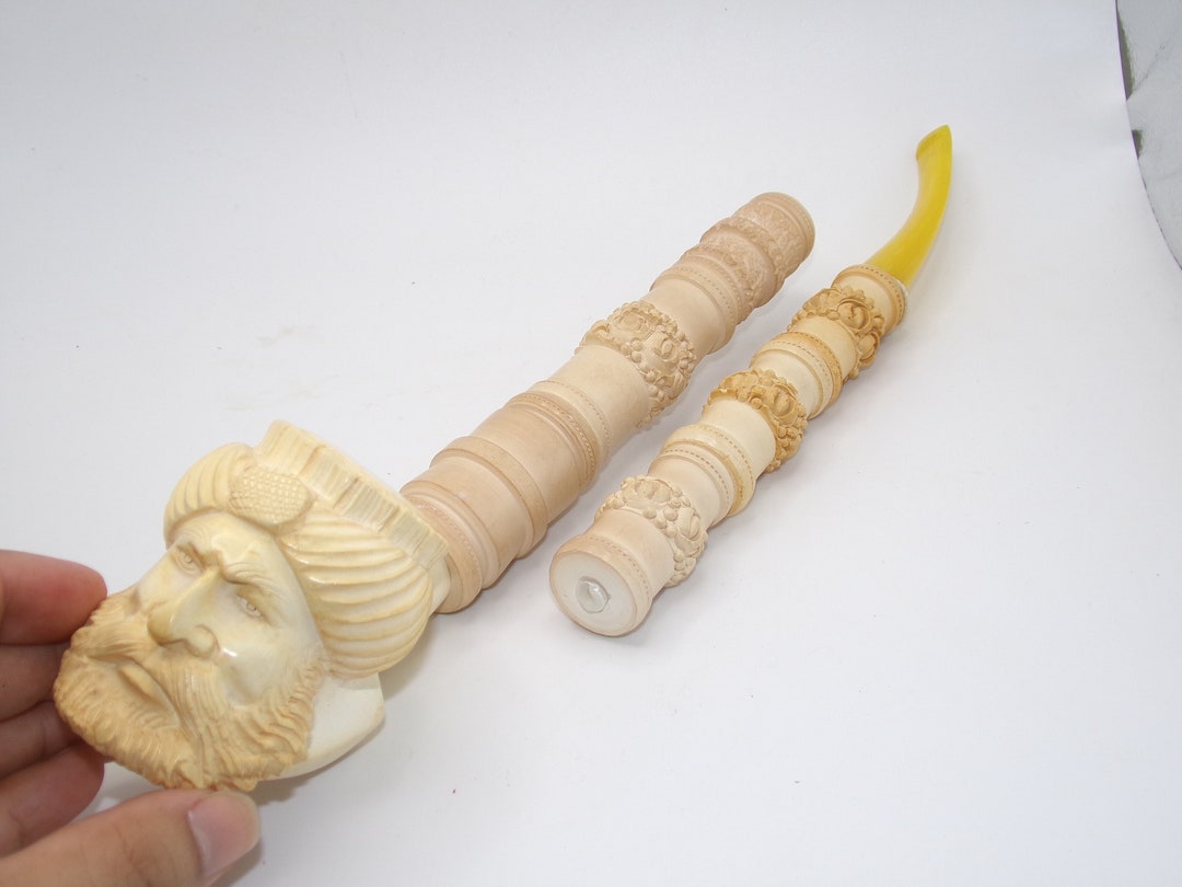Vintage Hand Carved Meerschaum Long Stem Pipe - Etsy