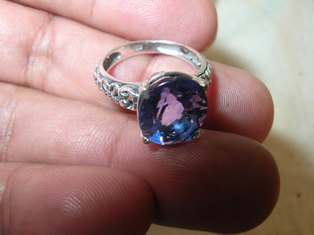 Vintage Sterling Lab Created Blue Stone Ring - Etsy