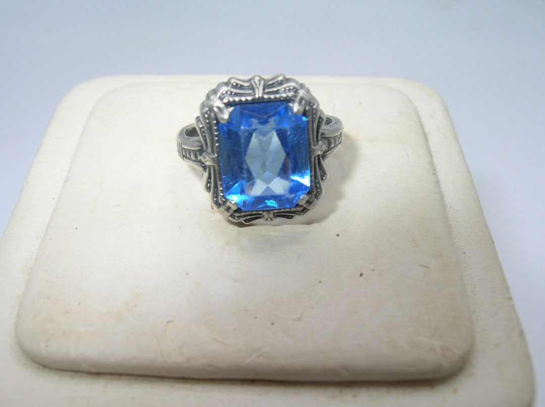 Vintage Sterling Ring Faux Blue Stone - Etsy