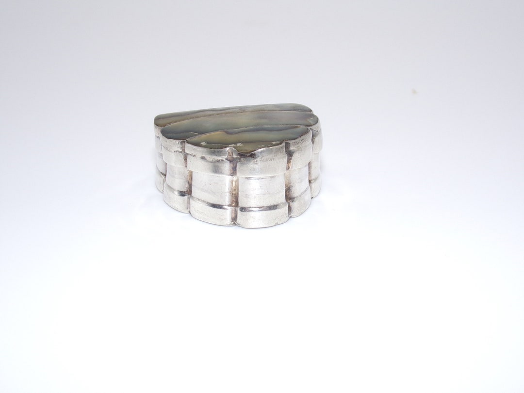Vintage Sterling Abalone Shell Pill Box by ELM - Etsy