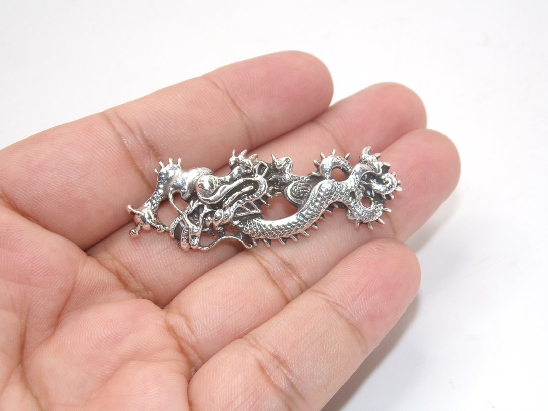 Vintage Sterling Silver Dragon Brooch Oriental - Etsy