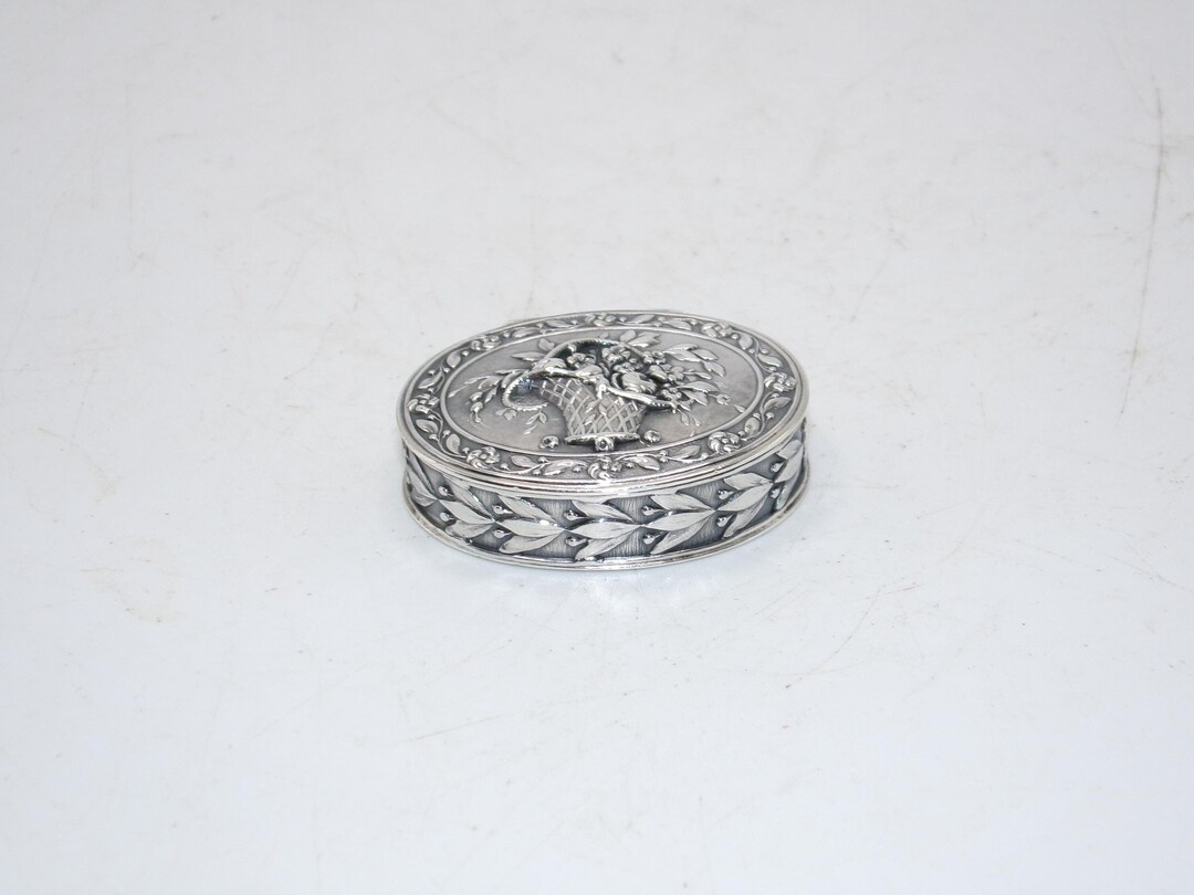 Antique German Sterling Floral Repousse Pill Box - Etsy