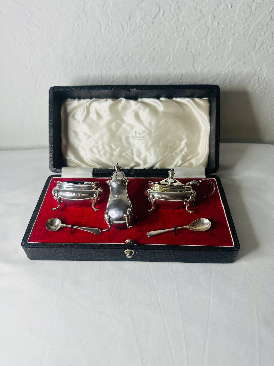 Antique Walker & Hall Sterling Silver Condiment Set With Original Case ...