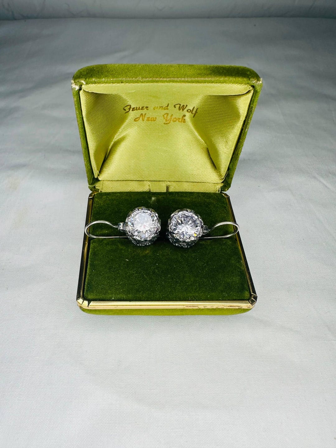 Vintage Sterling Silver and Faux Diamond Drop Earrings - Etsy