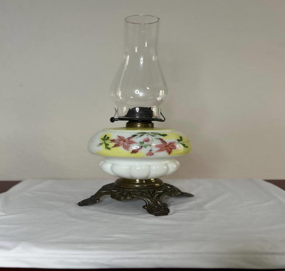 Vintage 1930 Hand-painted Oil Lamp by P&A Co - Etsy