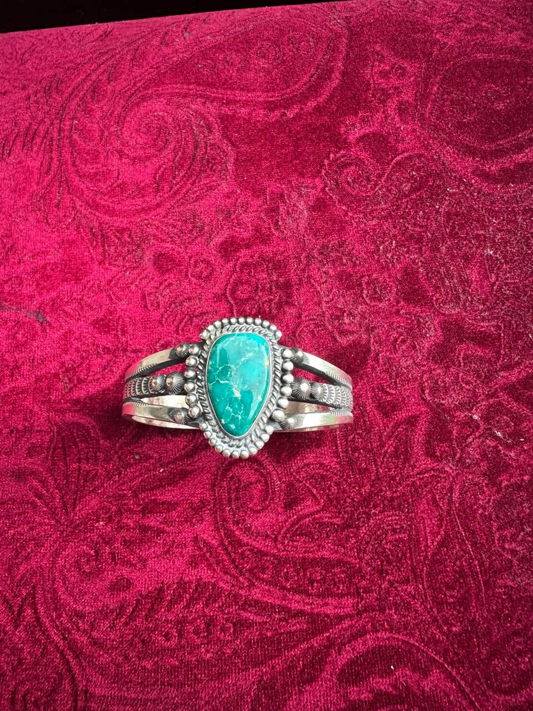 Vintage Navajo Sterling Silver Turquoise Cuff Bracelet by Herman Smith ...