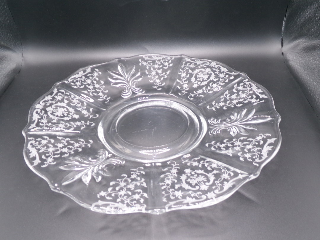 Vintage Fostoria Etched Glass Plate - Floral - Etsy