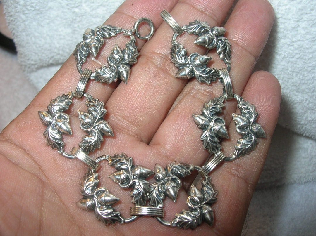 Vintage Sterling Acorn Link Bracelet by Danecraft - Etsy