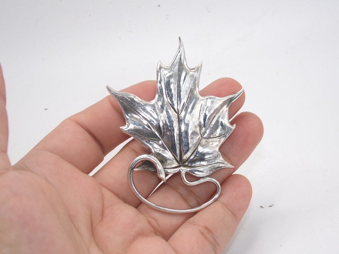 Vintage Sterling Large Maple Leaf Brooch by Max Rieg - Etsy