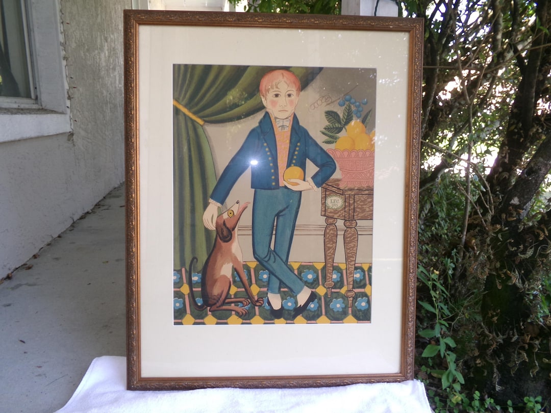 Antique Hand Colored Lithograph (25x33) - Americana Folk Art - LFC ...