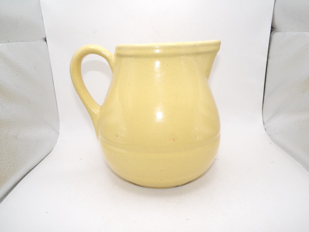 Vintage Yellow Ware Pitcher by York Pottery - Etsy
