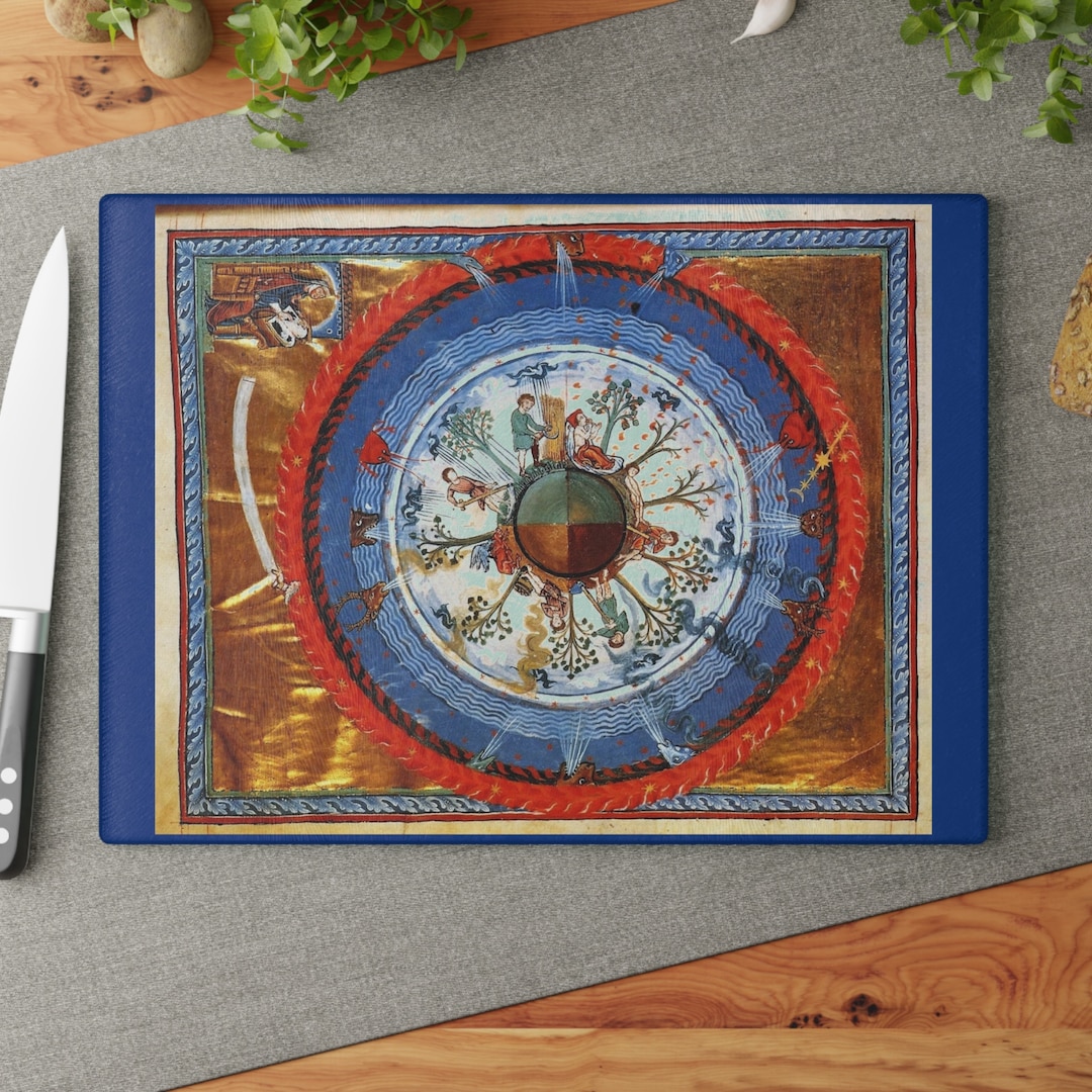 The Wheel of Life St. Hildegard Von Bingen Glass Cutting Board Kitchen ...