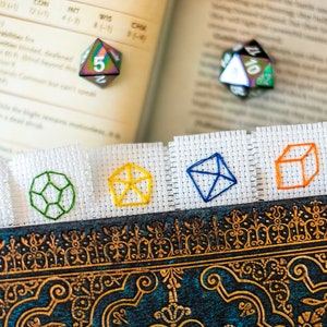 Dungeons and Dragons Mini Color-coded Embroidered Dice Bookmarks set of ...