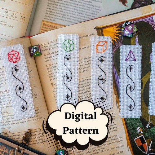PDF Pattern Dungeons and Dragons RPG Dice Mini Bookmark Set | Etsy