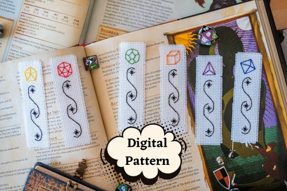 PDF Pattern Dungeons and Dragons RPG Dice Mini Bookmark Set | Etsy