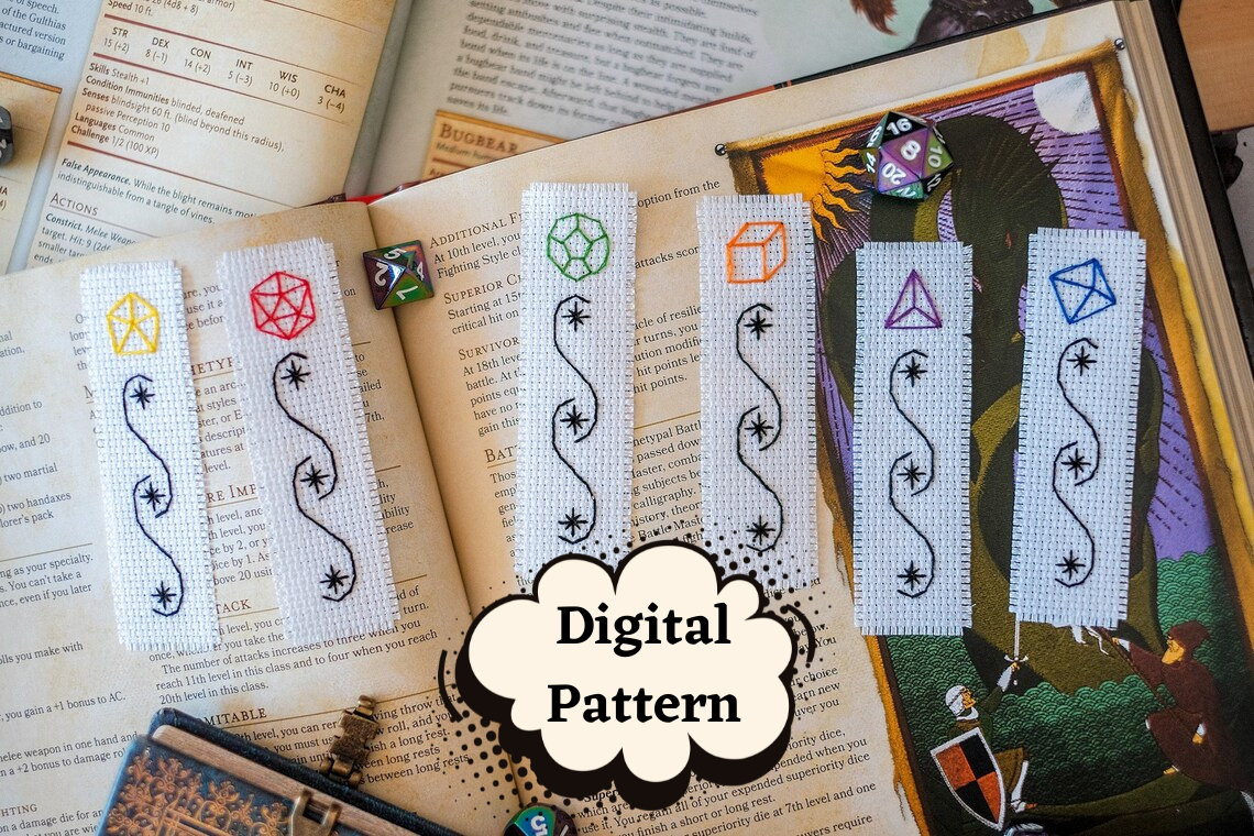 PDF Pattern Dungeons and Dragons RPG Dice Mini Bookmark Set - Etsy