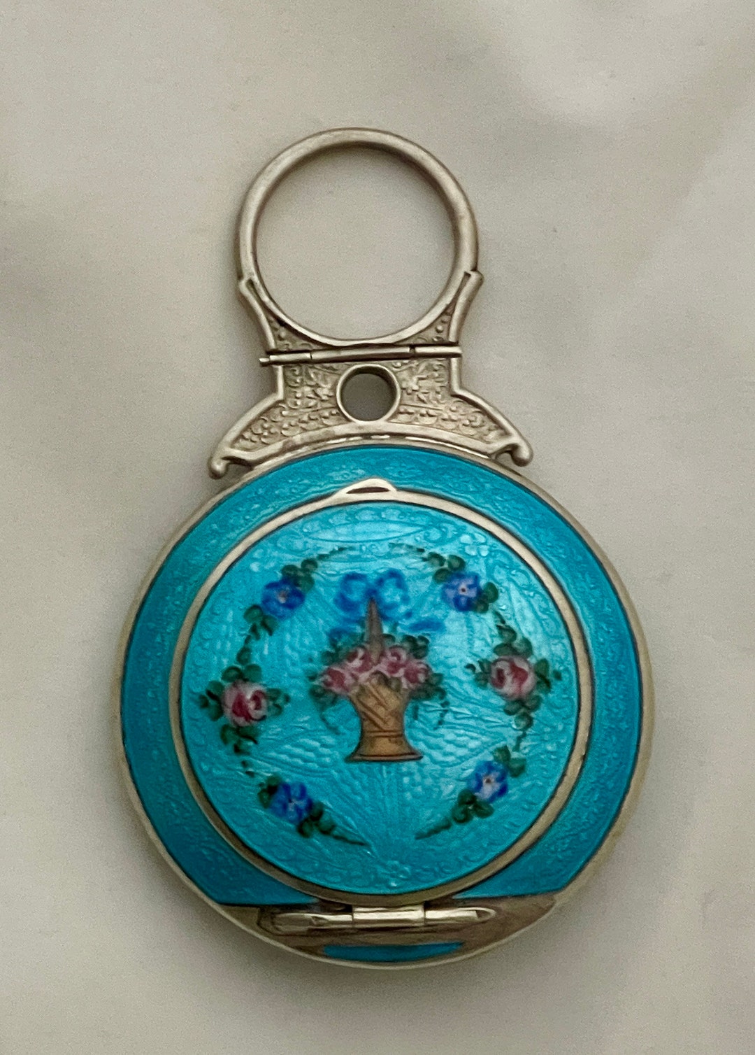 1920’s Guilloche Enamel Finger Ring Compact - Etsy