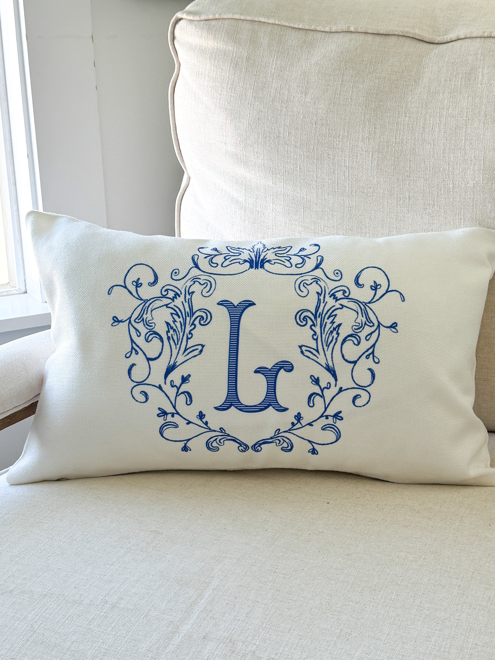 FRENCH COUNTRY MONOGRAM Pillow Cover, French Cottage Personalized ...