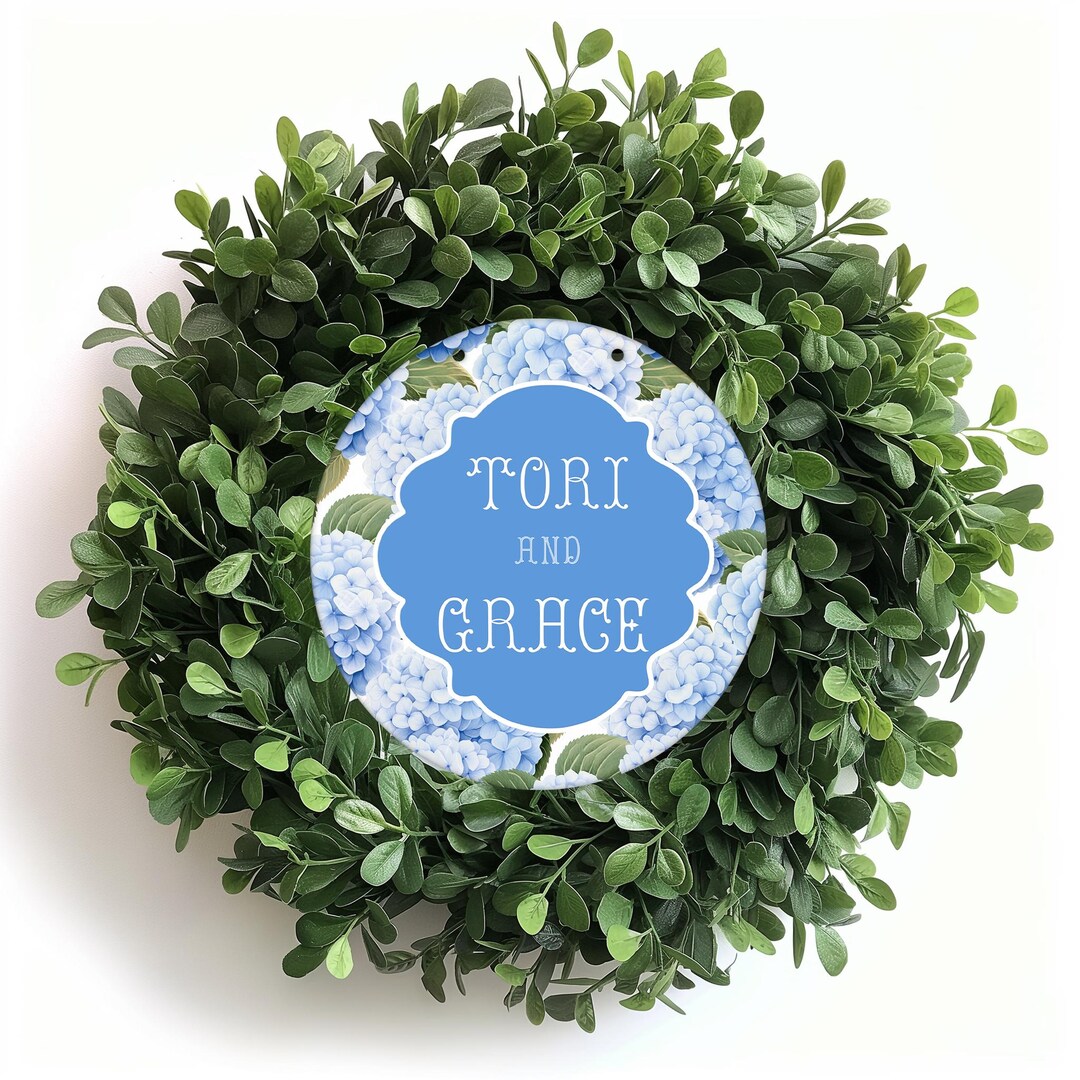 HYDRANGEA DORM DOOR Sign, Personalized Door Hanger, Blue and White ...