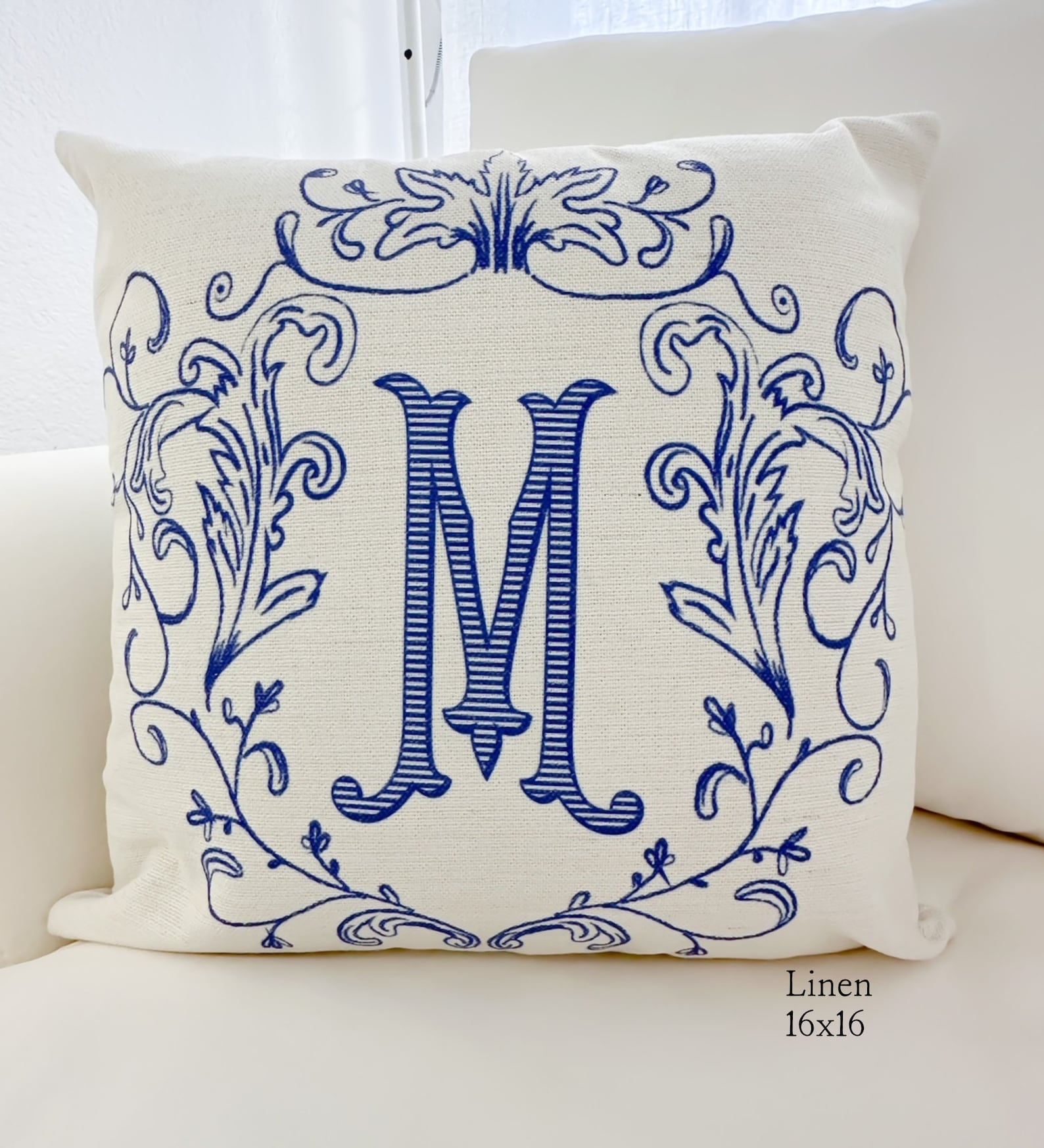 FRENCH COUNTRY MONOGRAM Pillow Cover, French Cottage Personalized ...