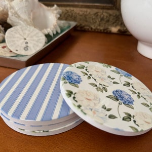 BLUE AND WHITE Monogram Coaster Set, Blue and White Lover, Preppy ...