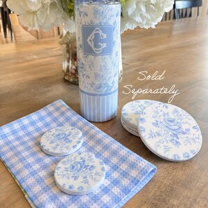 BLUE ROSE TOILE Car Coaster Set, Grandmillennial Car Accessories, Blue ...