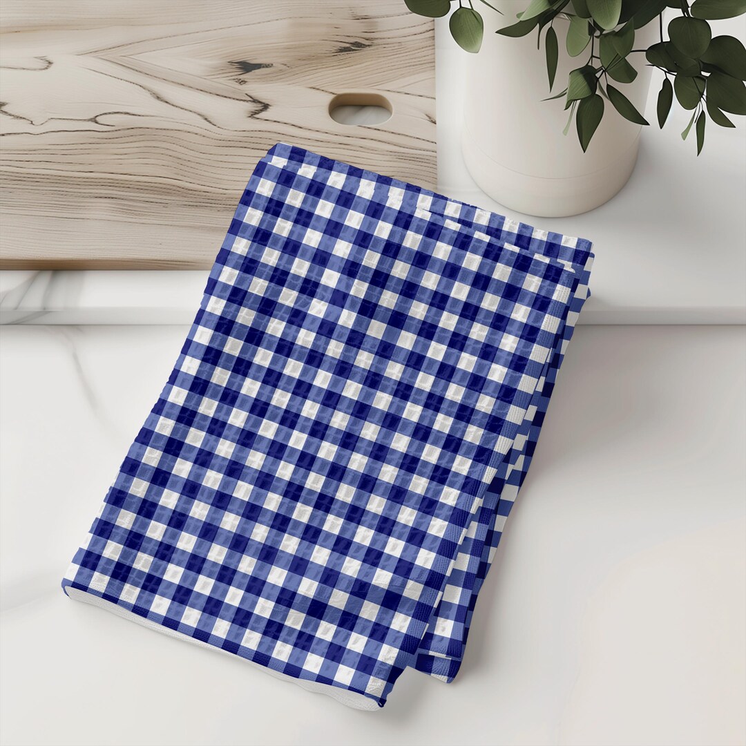 NAVY BLUE GINGHAM Dish Towel, Grandmillennial Kitchen Decor, Modern ...