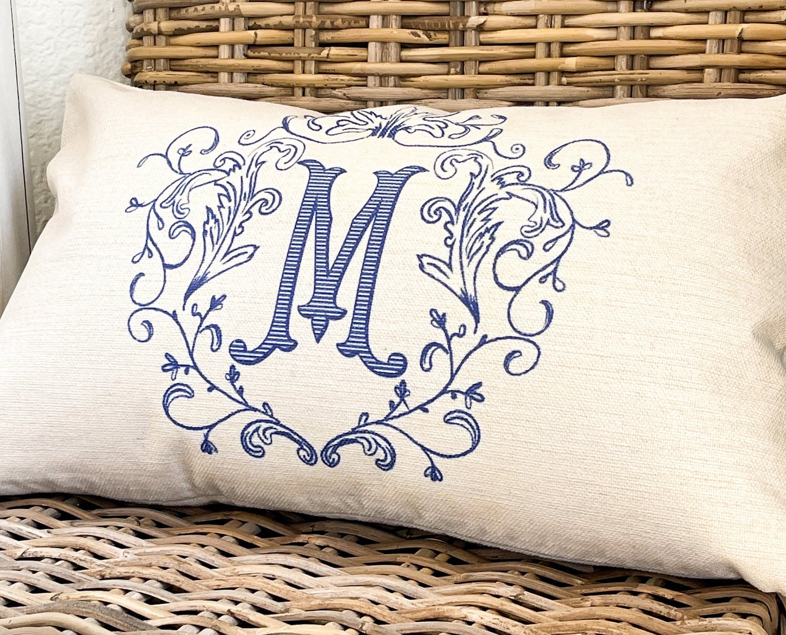 FRENCH COUNTRY MONOGRAM Pillow Cover French Cottage - Etsy