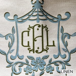 MONOGRAM PILLOW COVER Coastal Blue and Grove Pagoda Frame - Etsy