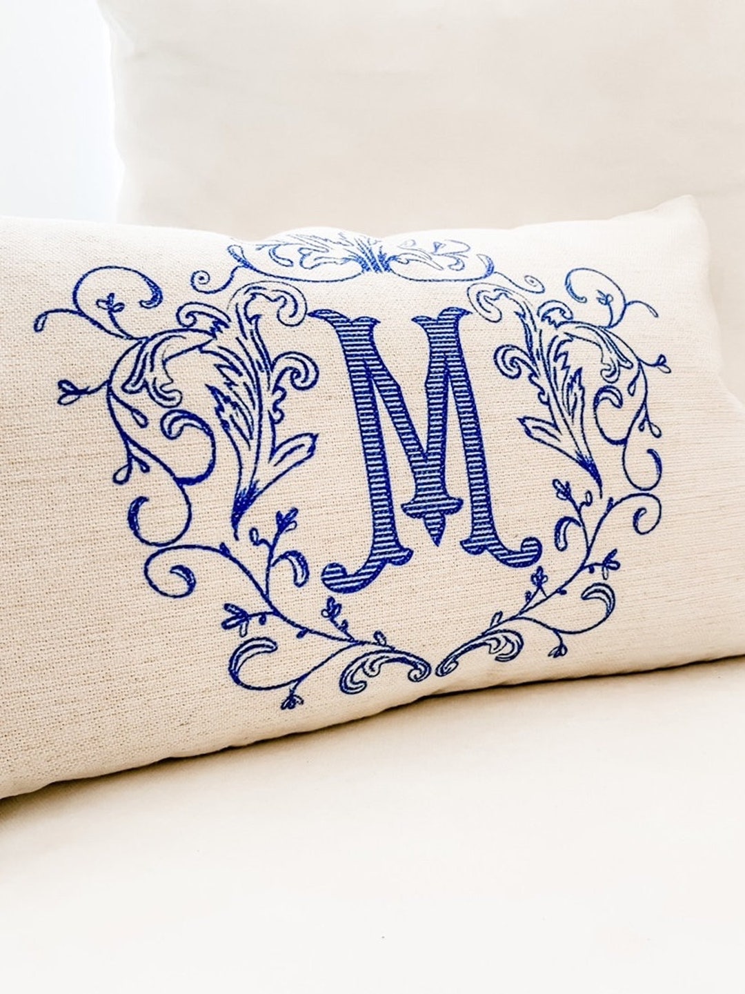 FRENCH COUNTRY MONOGRAM Pillow Cover, French Cottage Personalized ...
