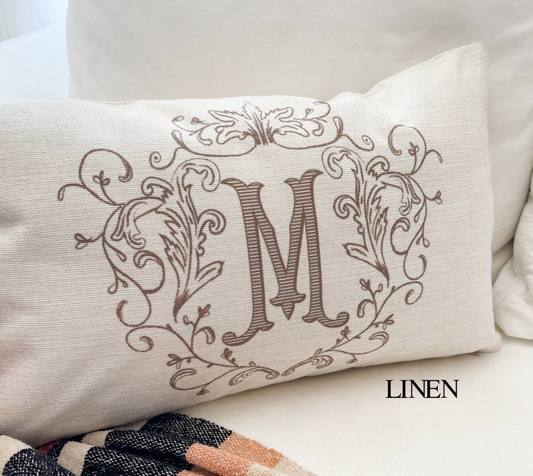 FRENCH COUNTRY MONOGRAM Pillow Cover, French Cottage Personalized ...