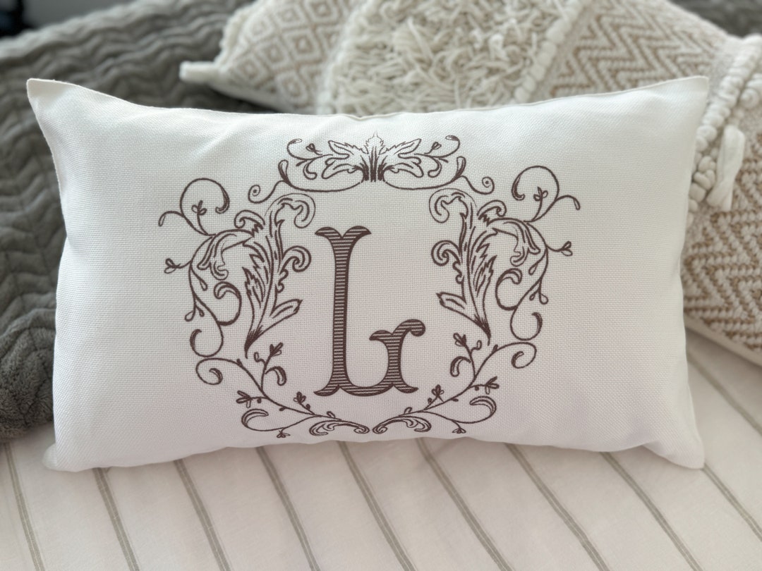 FRENCH COUNTRY MONOGRAM Pillow Cover, French Cottage Personalized ...