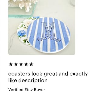 BLUE AND WHITE Monogram Coaster Set, Blue and White Lover, Preppy ...