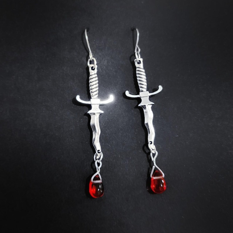Dagger Blood Drop Earrings - Etsy