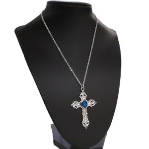 18" Gothic Cross Necklace 021-BLUE - Etsy