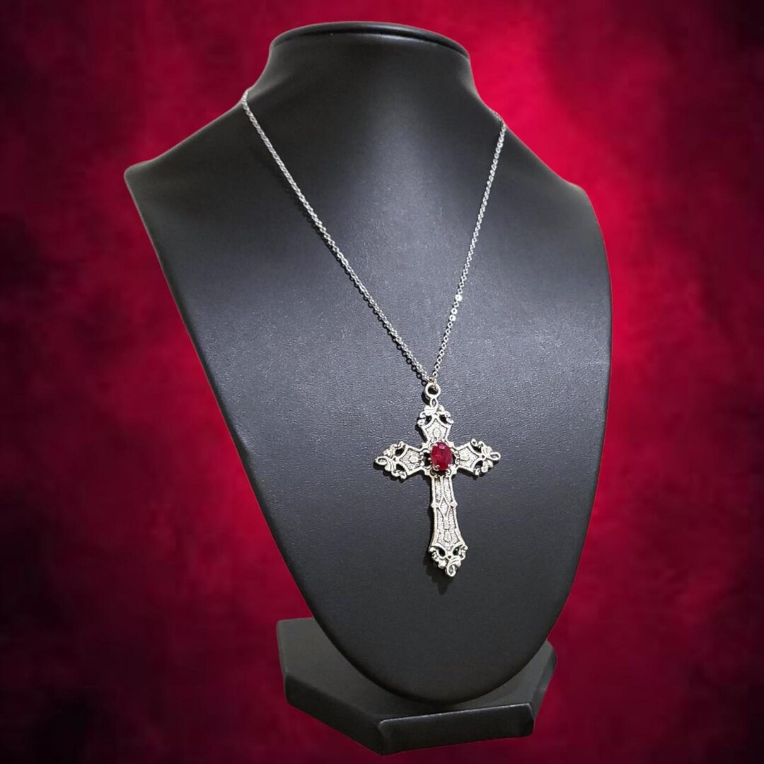 18 Gothic Cross Necklace 021-RED - Etsy