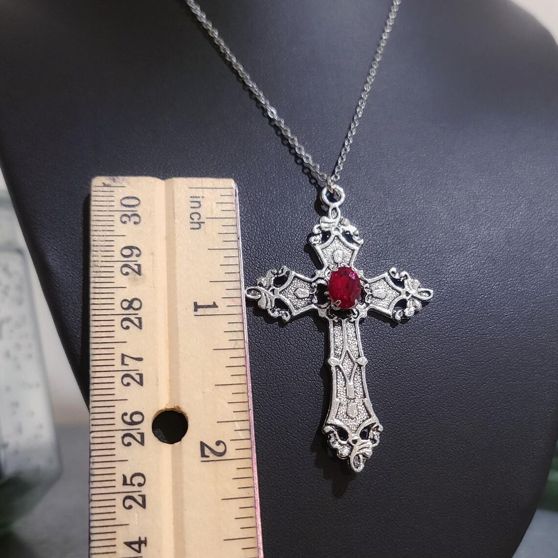 18 Gothic Cross Necklace 021-RED - Etsy