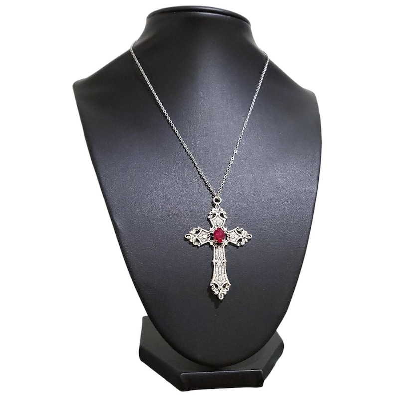 18 Gothic Cross Necklace 021-RED - Etsy
