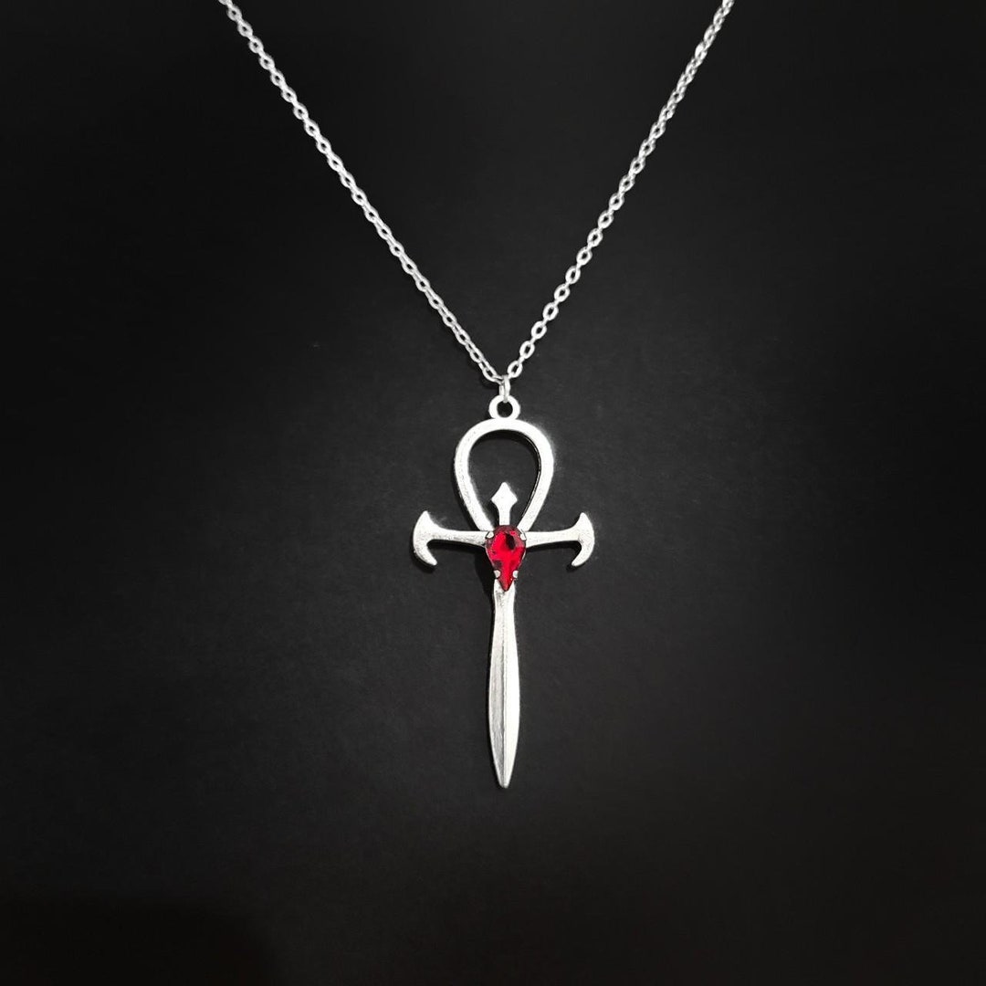 18" Red Crystal Gothic Ankh Necklace - Etsy